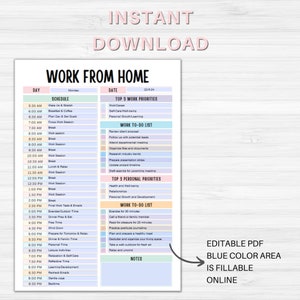 Work From Home Planner | Editable Hourly Planner | Perosnal Planner ...