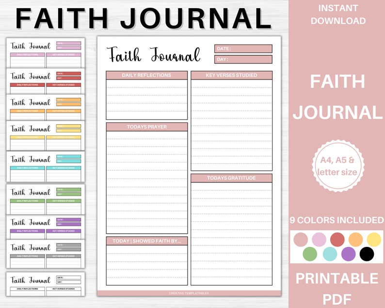 Faith Journal | Printable Prayer Journal | Bible Journaling ...