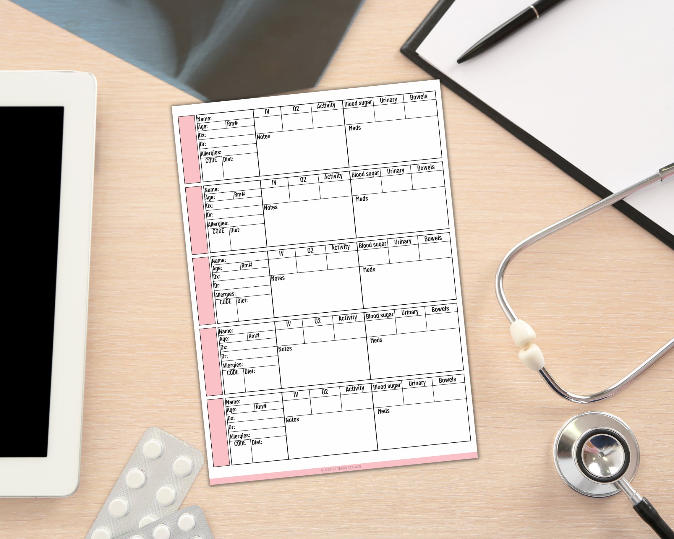 Nursing Report Sheet Printable Nursing Report Sheet Nurse Report Med ...