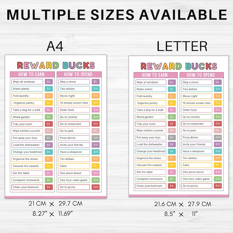 Kids Reward Bucks Editable | How to Earn Money Chore Chart | Editable ...
