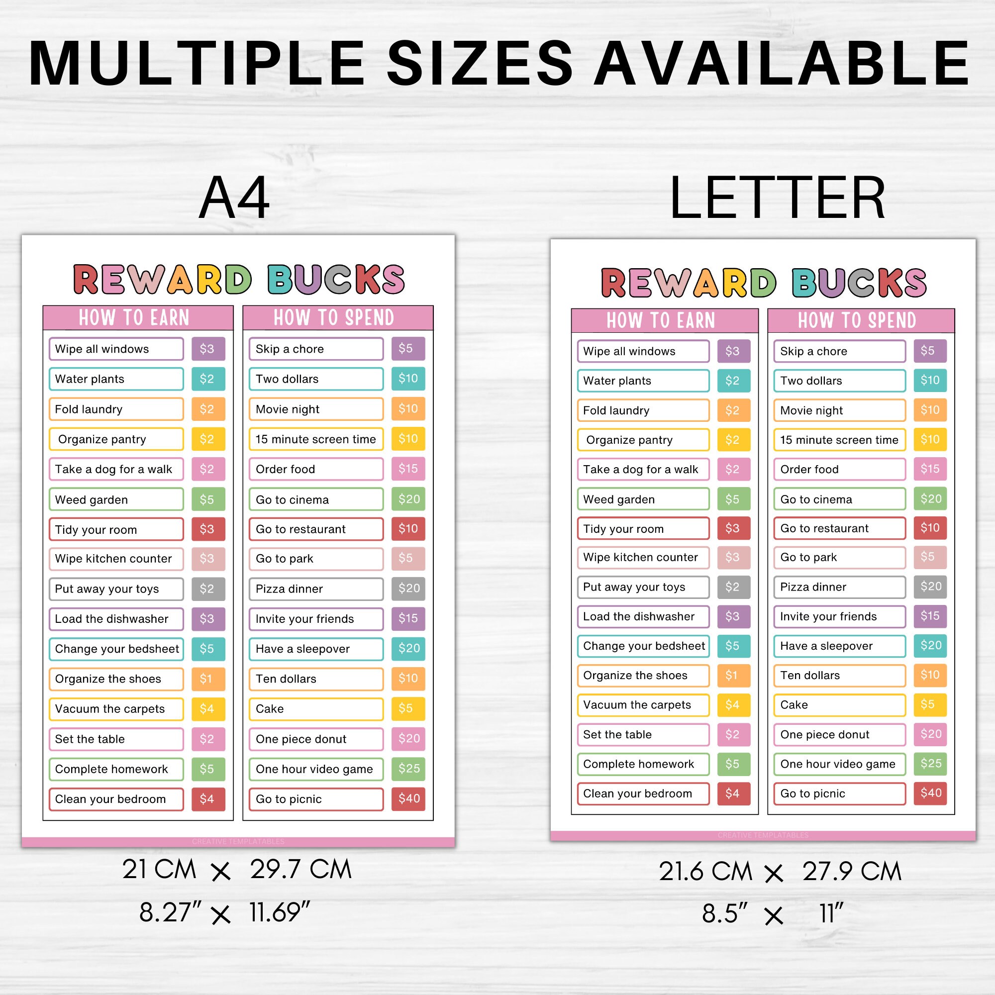 Kids Reward Bucks Editable | How to Earn Money Chore Chart | Editable ...