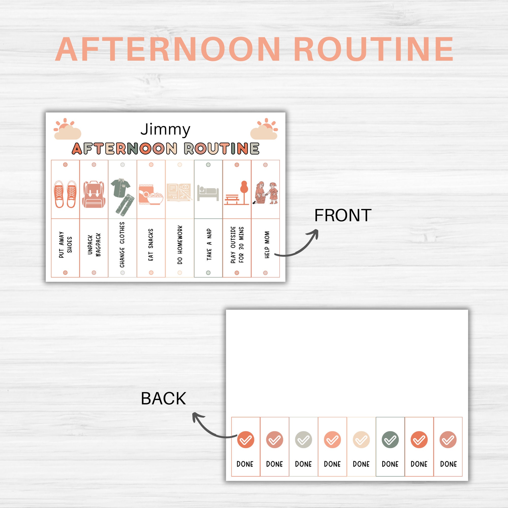 Kids Flip Routine Chart Editable Schedule for Kids Chore Chart Morning ...