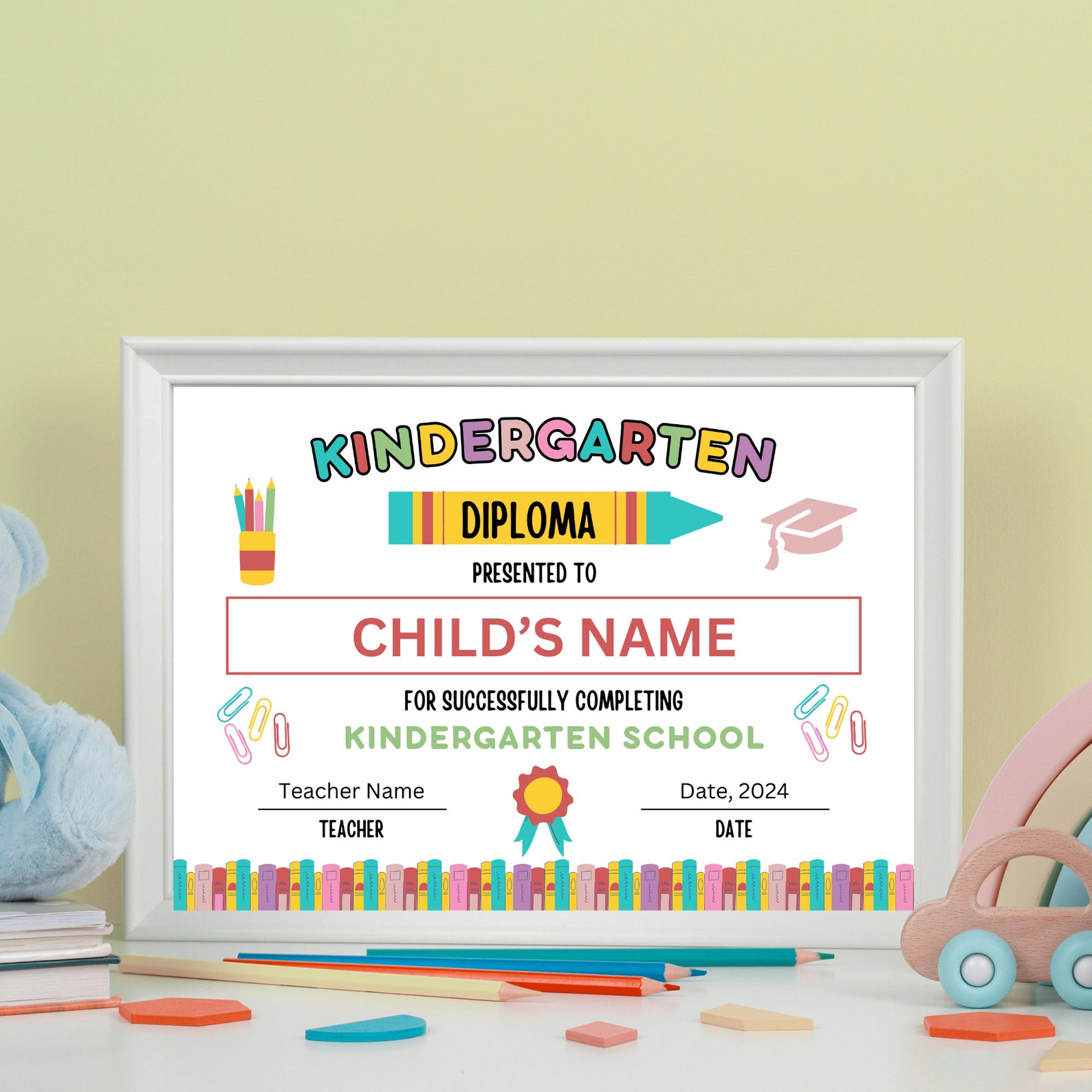 Kindergarten Diploma Certificate Editable Diploma Kindergarten ...