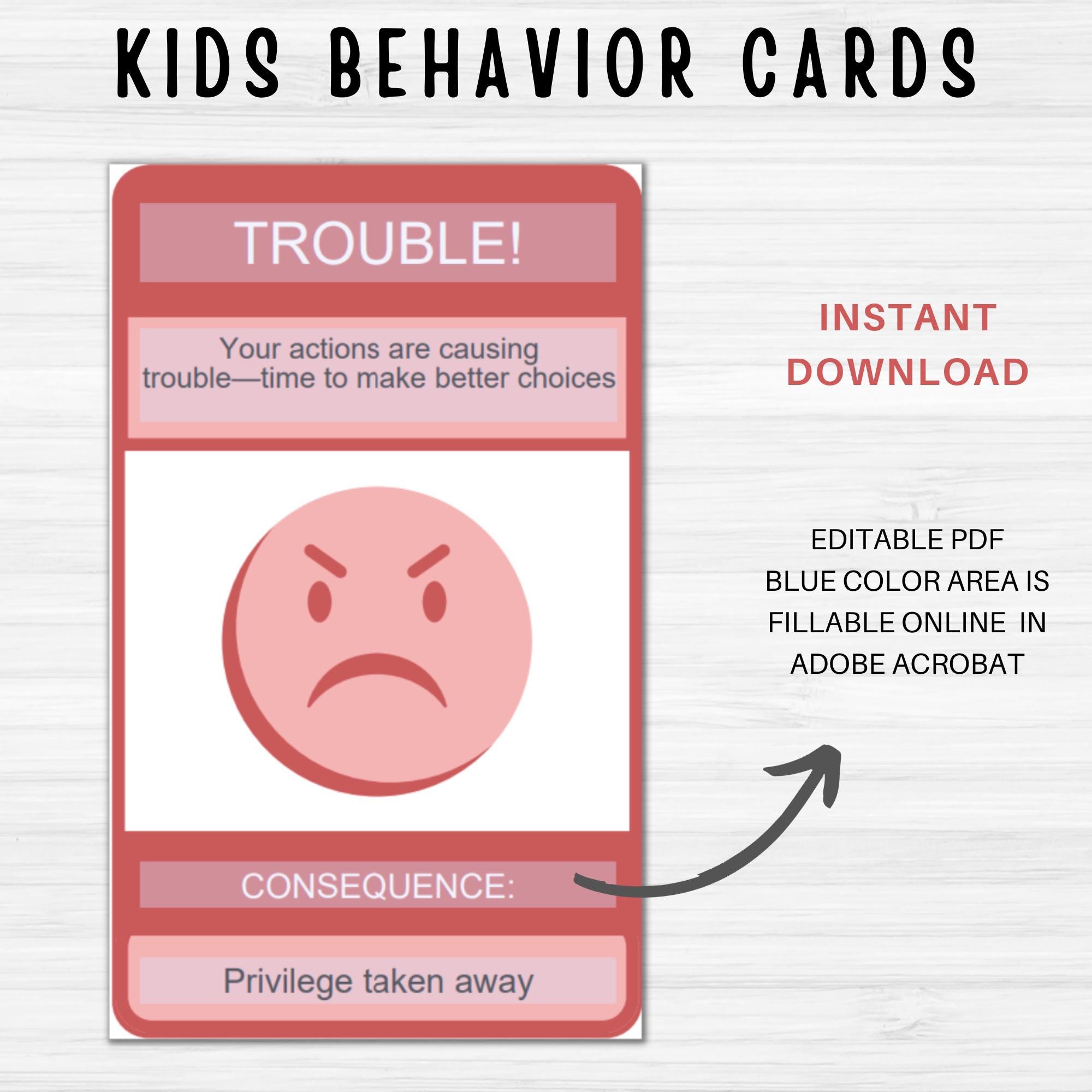 Kids Behavior Cards Editable Behavior Reward Cards Regulation Cards ...