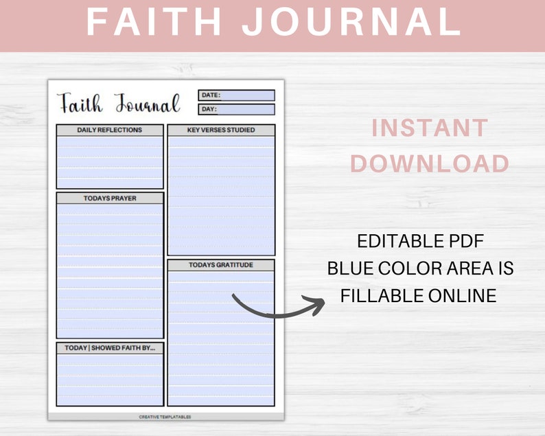 Faith Journal Printable Prayer Journal Bible Journaling Devotional ...