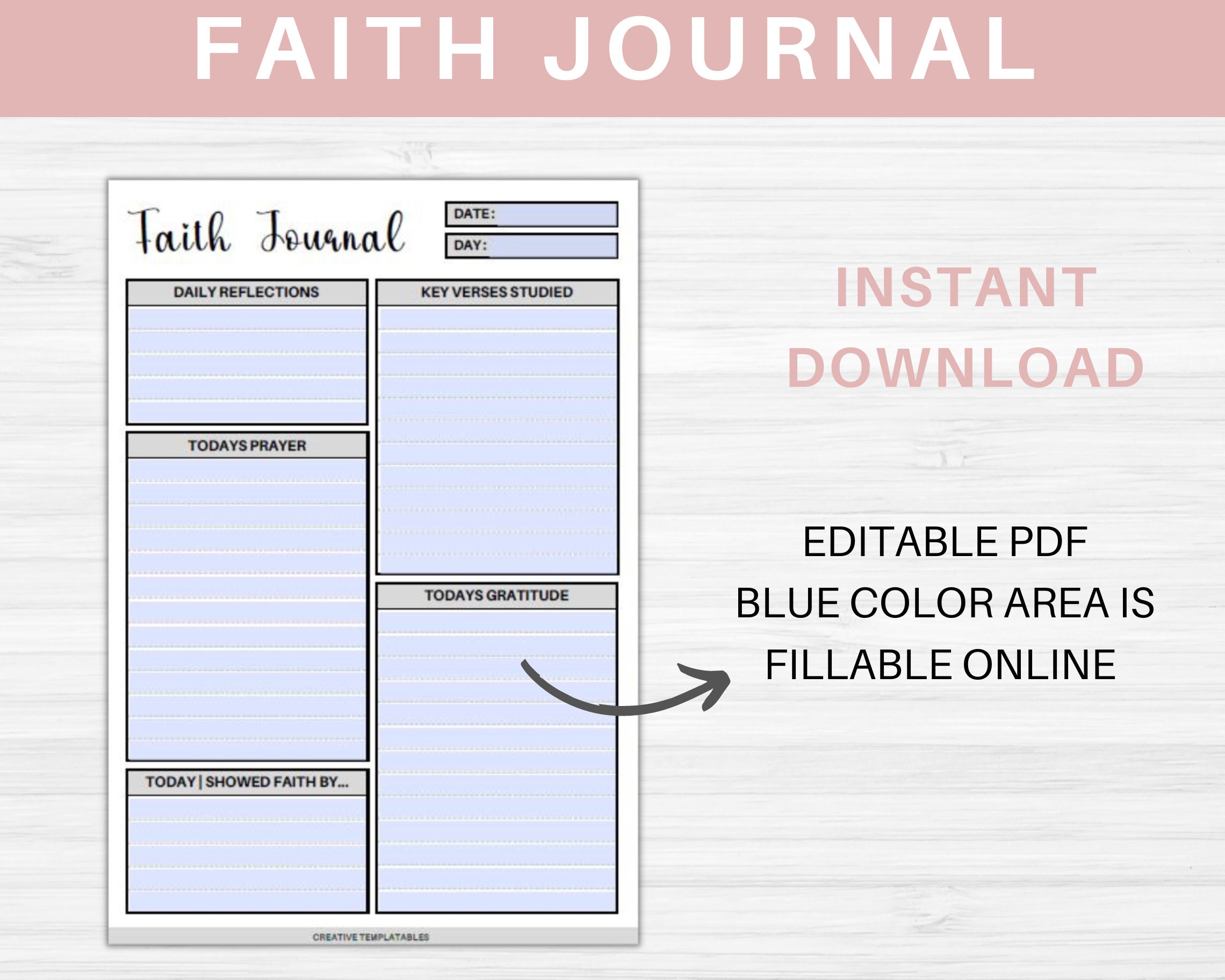 Faith Journal Printable Prayer Journal Bible Journaling Devotional ...