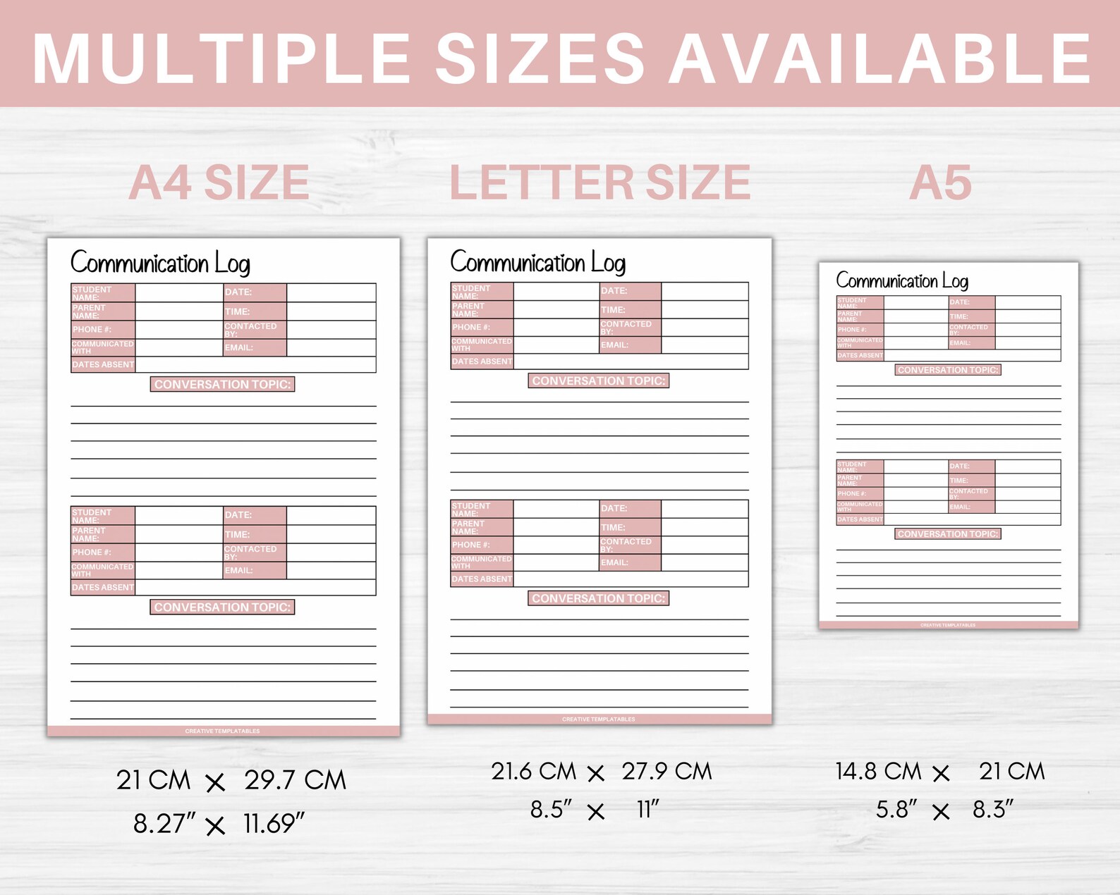Teacher Communication Log Printable Teacher Log Communication Tracker ...