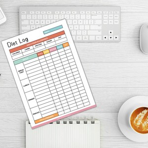 Diet Log Printable Fitness Log Fitness Tracker Diet Tracker Daily Food ...