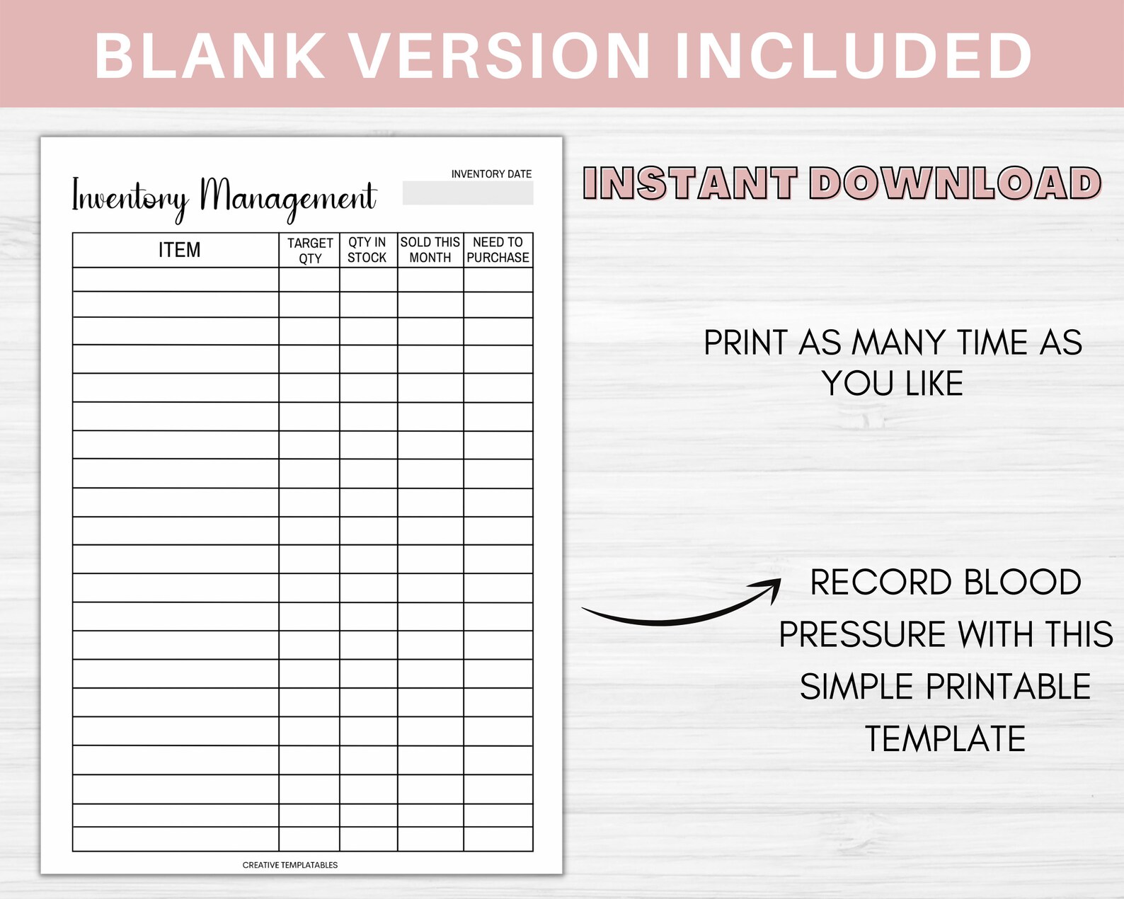 Inventory Management Planner Printable Inventory Tracker Stock Tracker ...