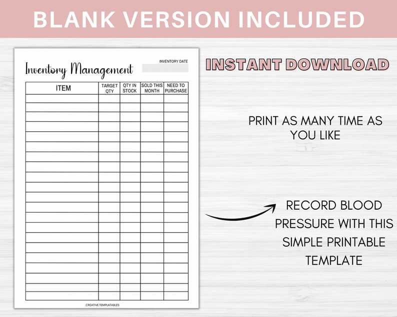 Inventory Management Planner Printable Inventory Tracker Stock Tracker ...
