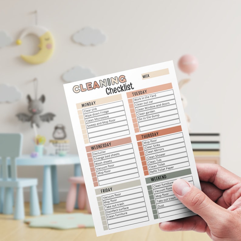 Cleaning Planner Kids Chore Chart Editable Cleaning Schedule for Kids ...