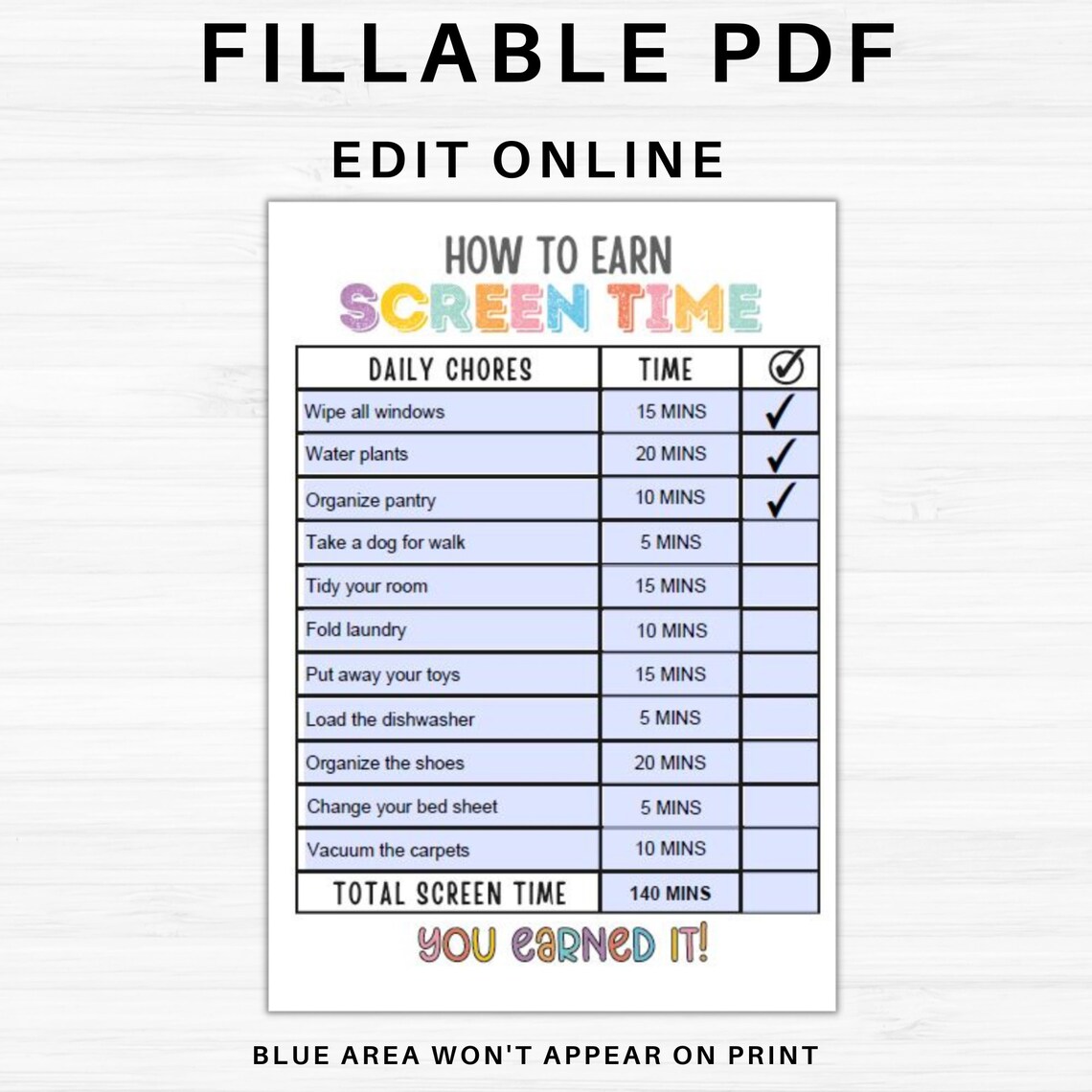 How to Earn Screen Time With Screen Bucks Editable Allowance Chore ...