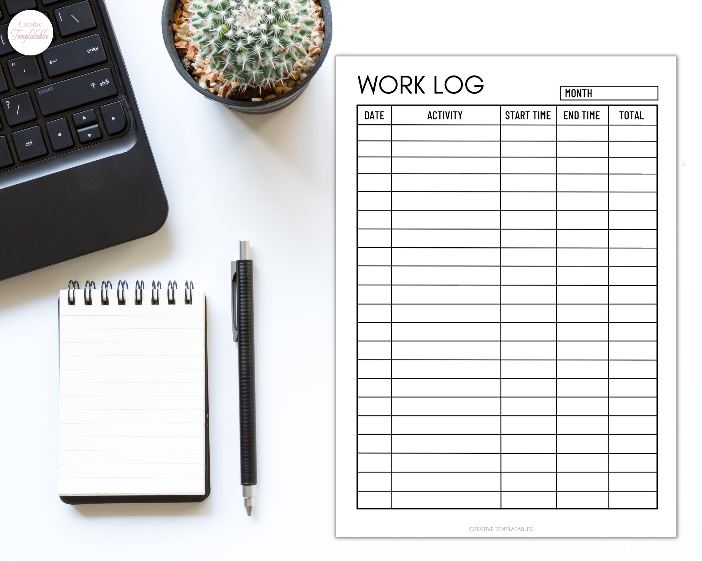 Work Log Working Hours Log Activity Tracker Task Tracker Work Schedule ...