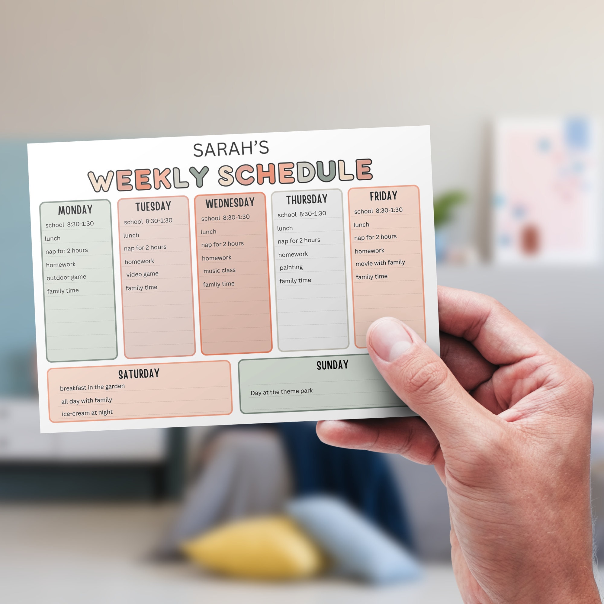 Weekly Schedule Kids Chore Chart Editable Weekly Checklist for Kids ...