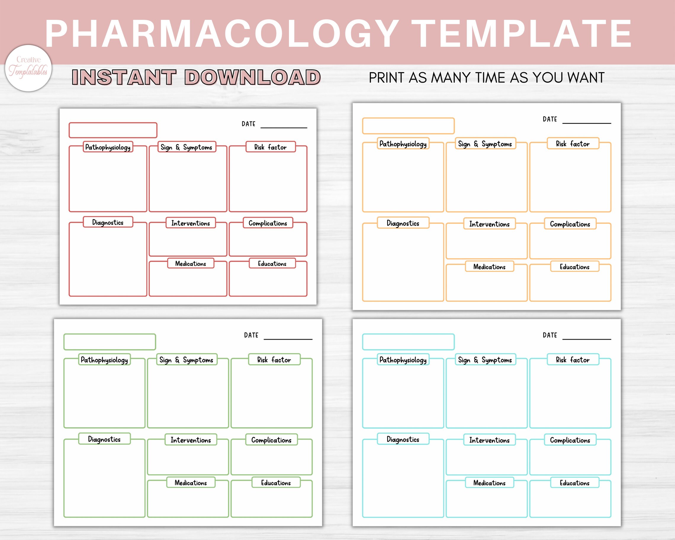 Medical Template Printable Pharmacology Map Nursing Study Guide Drug ...