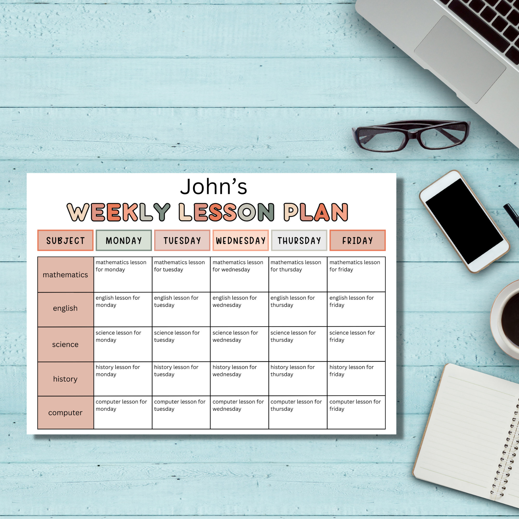 Weekly Lesson Plan Editable | Lesson Planner | Homeschool Teacher ...