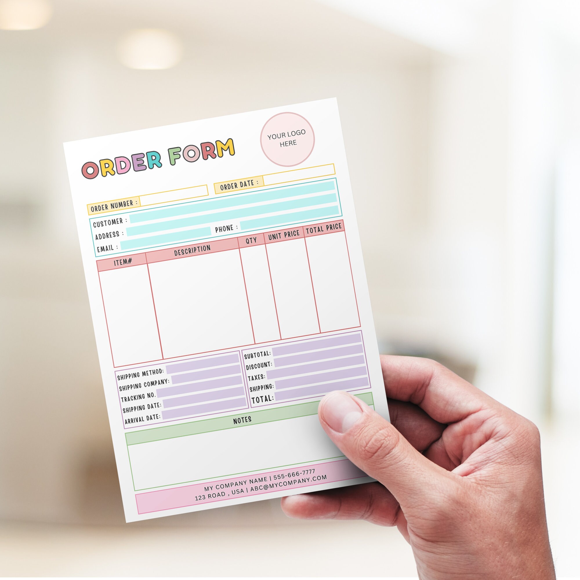 Order Form Editable Payment Template Business Receipt Sales Order Form ...