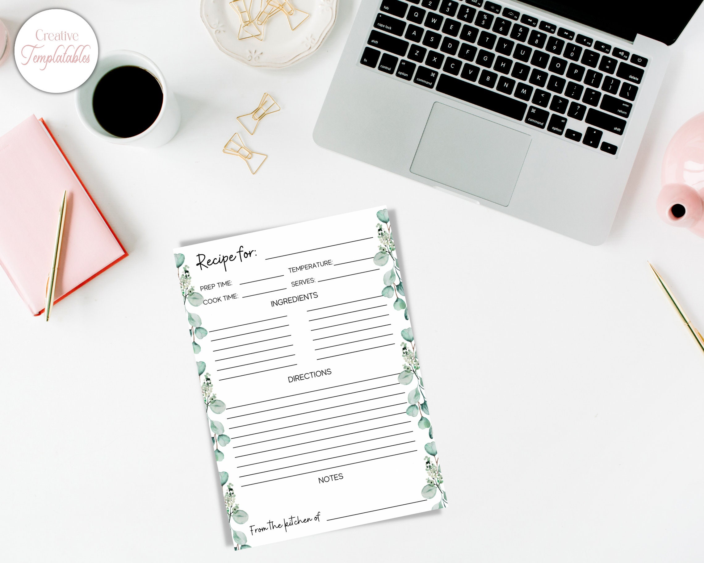 Recipe Template Editable Recipe Planner Recipe Organizer Meal Prep ...
