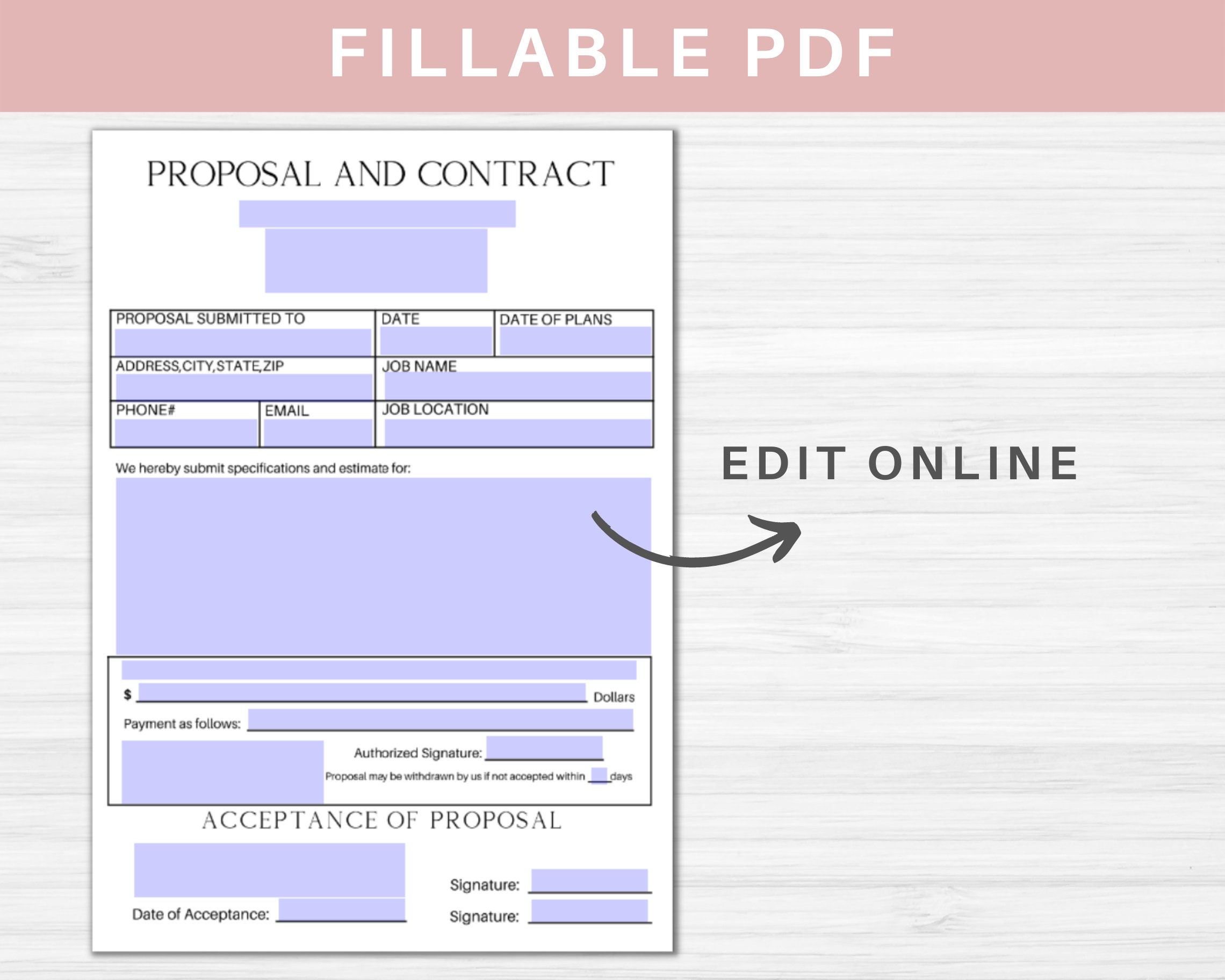 Contract Form | Editable Agreement Template | Business Form | Terms and ...