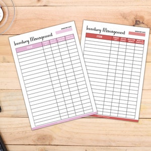 Inventory Management Planner Printable Inventory Tracker Stock Tracker ...