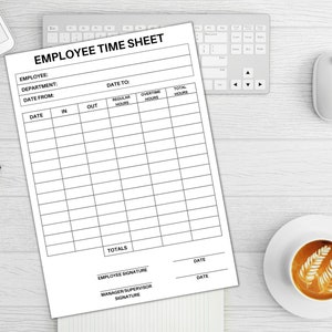 Employee Time Sheet Editable Time Keeping Log Weekly Time Tracker ...