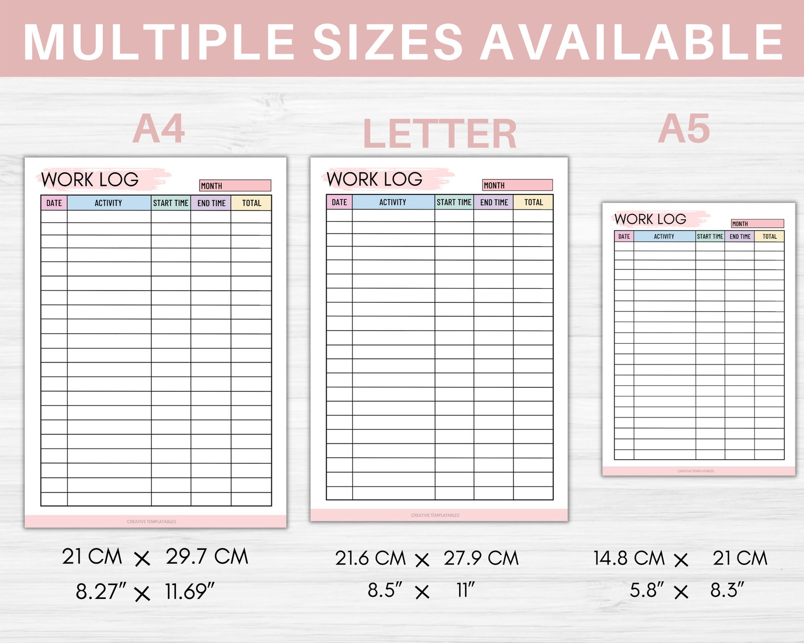 Work Log | Working Hours Log | Activity Tracker | Task Tracker | Work ...