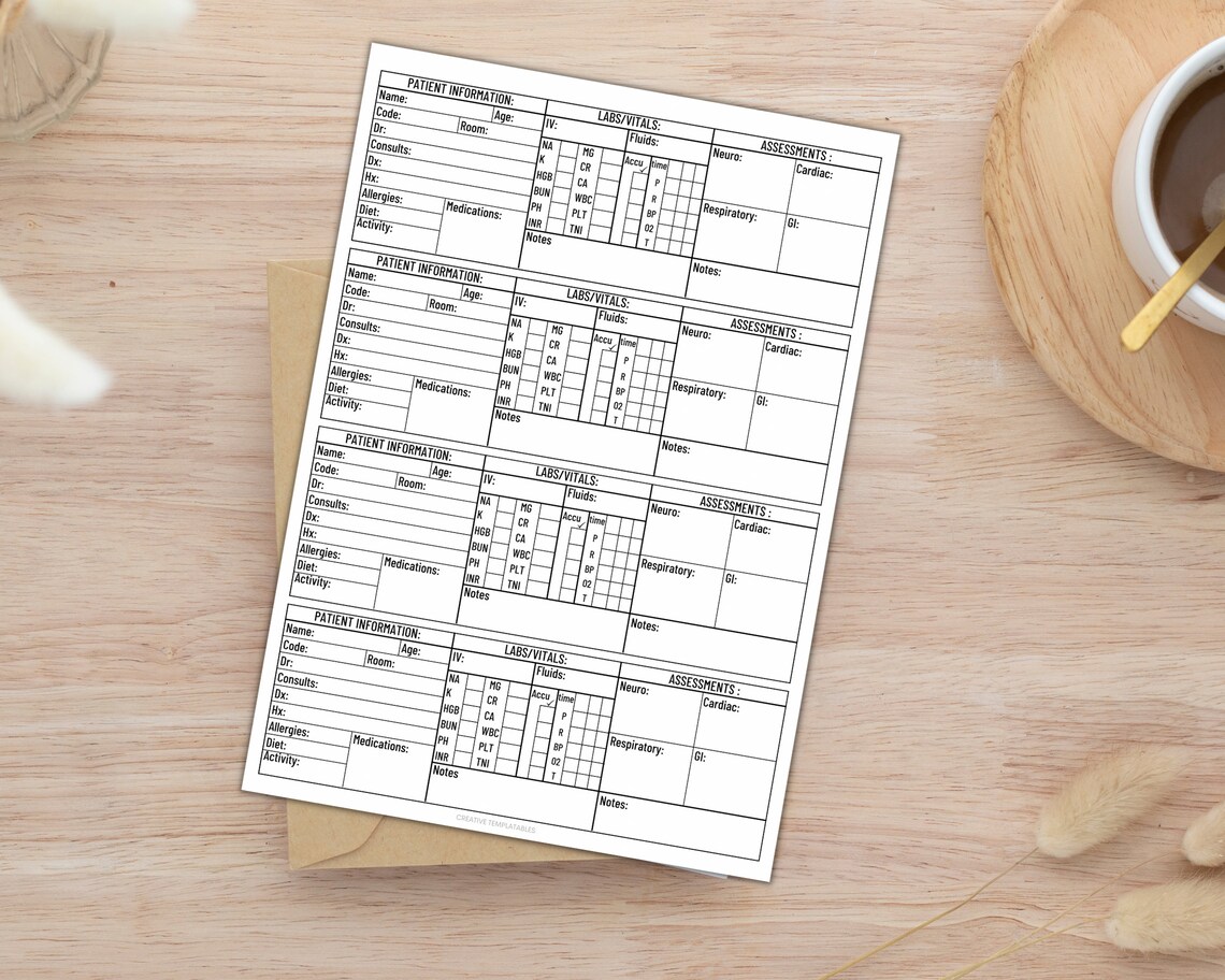 Nursing Report Sheet Printable Nursing Report Sheet Nurse Report Med ...