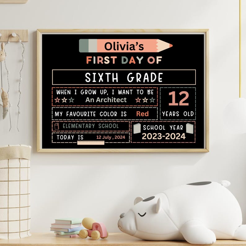 Editable First Day of School Board Sign, Personalized First Day of ...