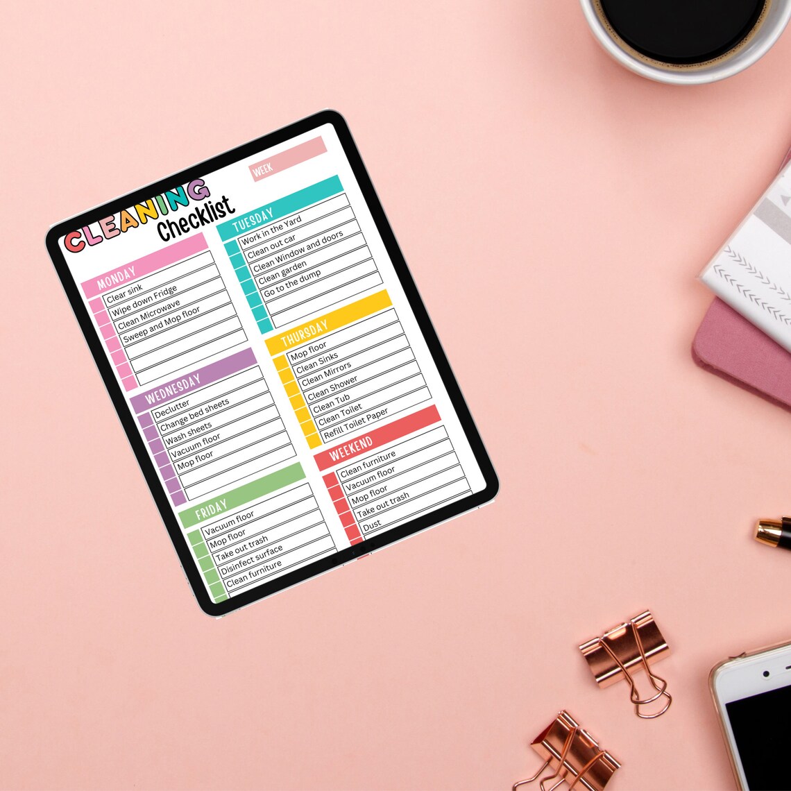 Cleaning Planner Kids Chore Chart Editable Cleaning - Etsy