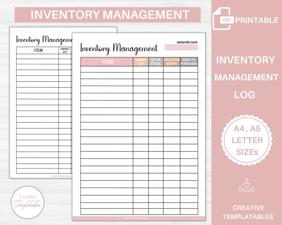 Inventory Management Planner Printable Inventory Tracker Stock Tracker ...