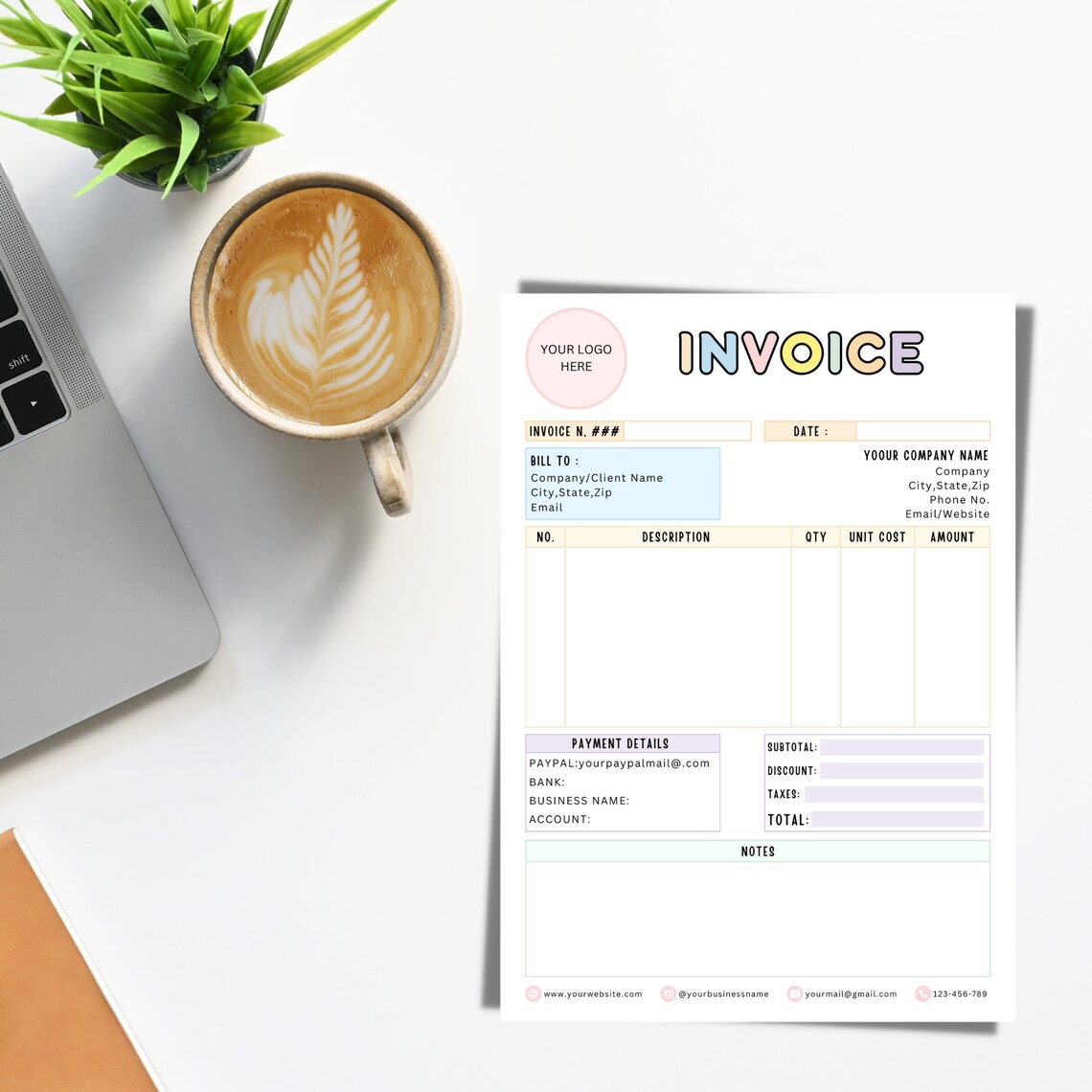 Invoice Template Editable Business Invoice Log Billing Template Receipt ...