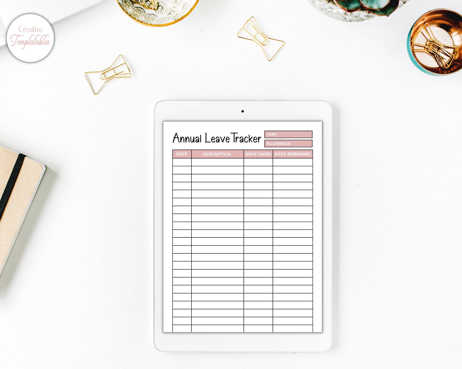 Annual Leave Tracker Printable Holiday Tracker Work Leave Log Annual ...