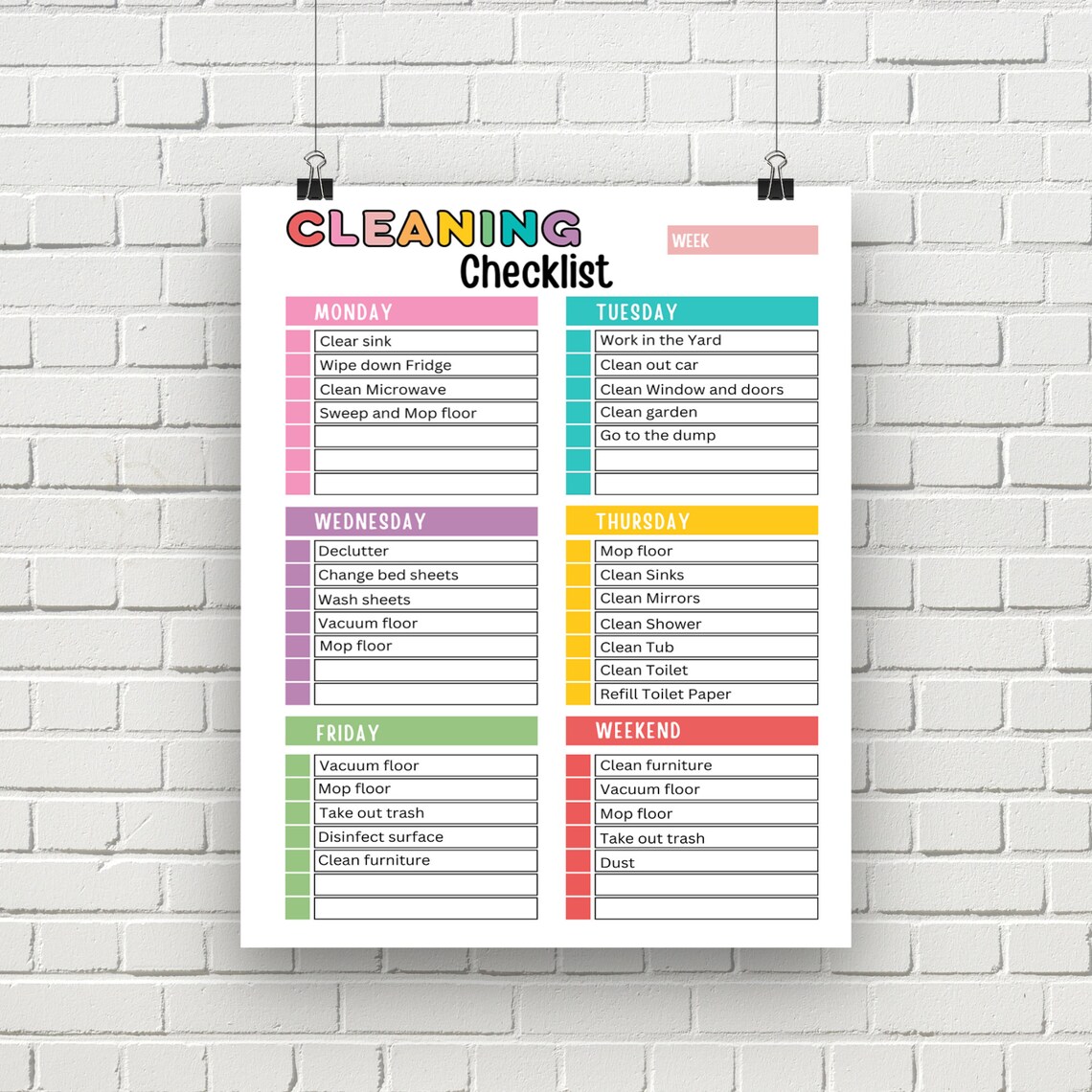 Cleaning Planner Kids Chore Chart Editable Cleaning - Etsy