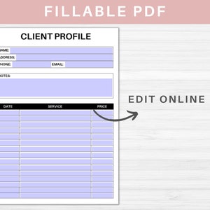 Client Profile Template | Editable Customer Profile Tracker | Client ...
