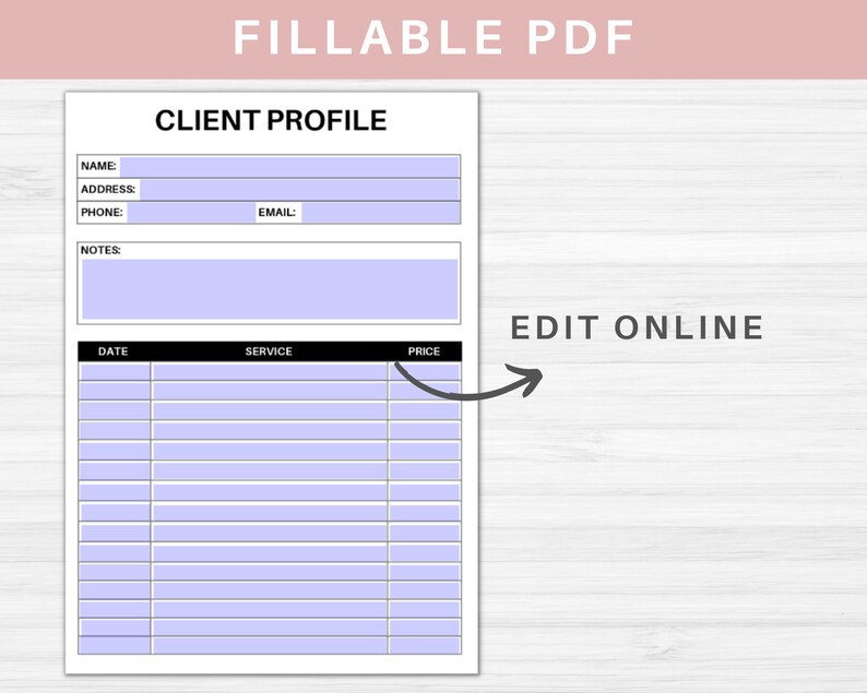 Client Profile Template | Editable Customer Profile Tracker | Client ...