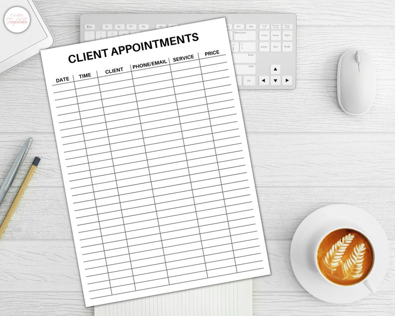 Client Appointment | Editable Appointment Tracker | Appointment Log | Client Appointment History ...