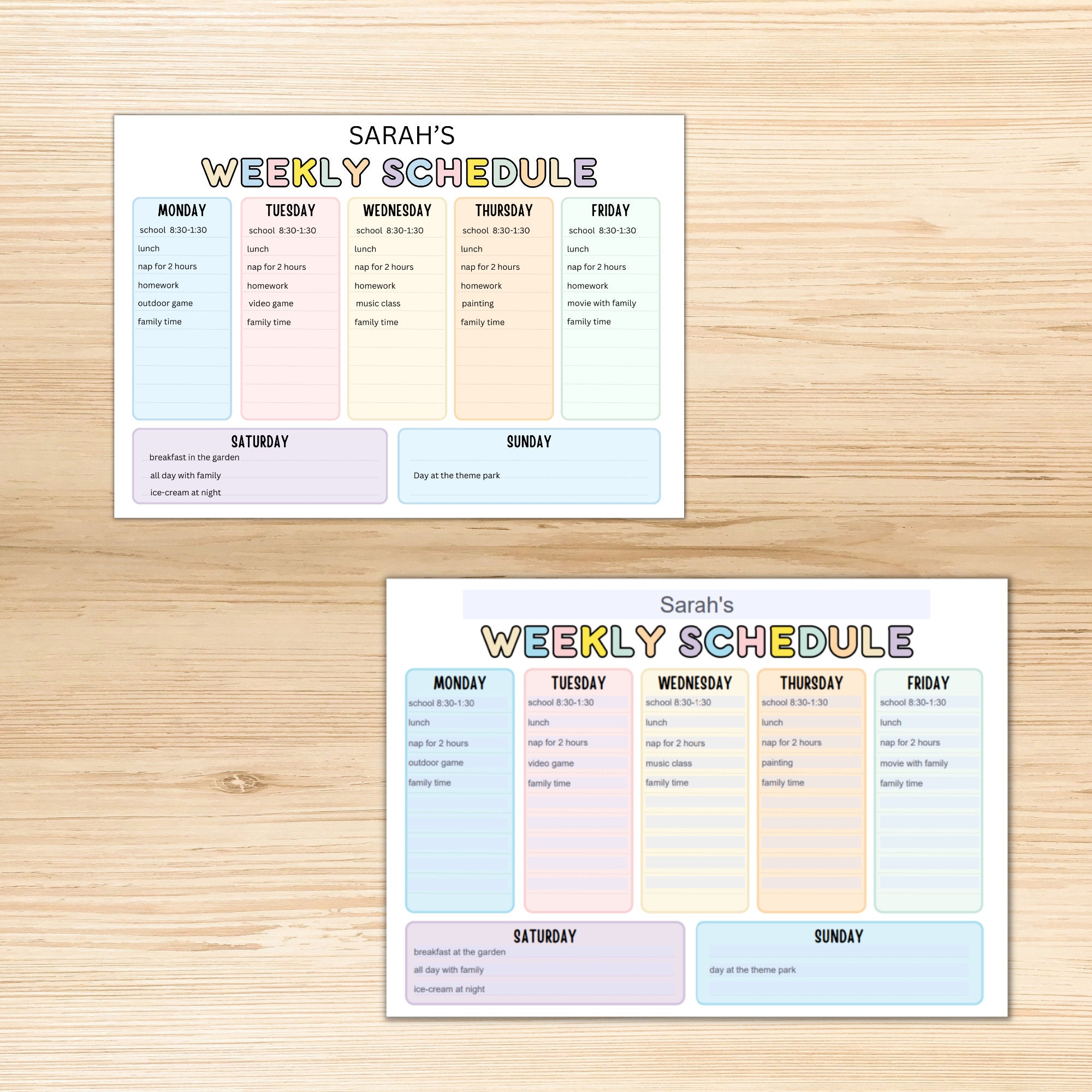 Weekly Schedule Kids Chore Chart Editable Weekly Checklist - Etsy
