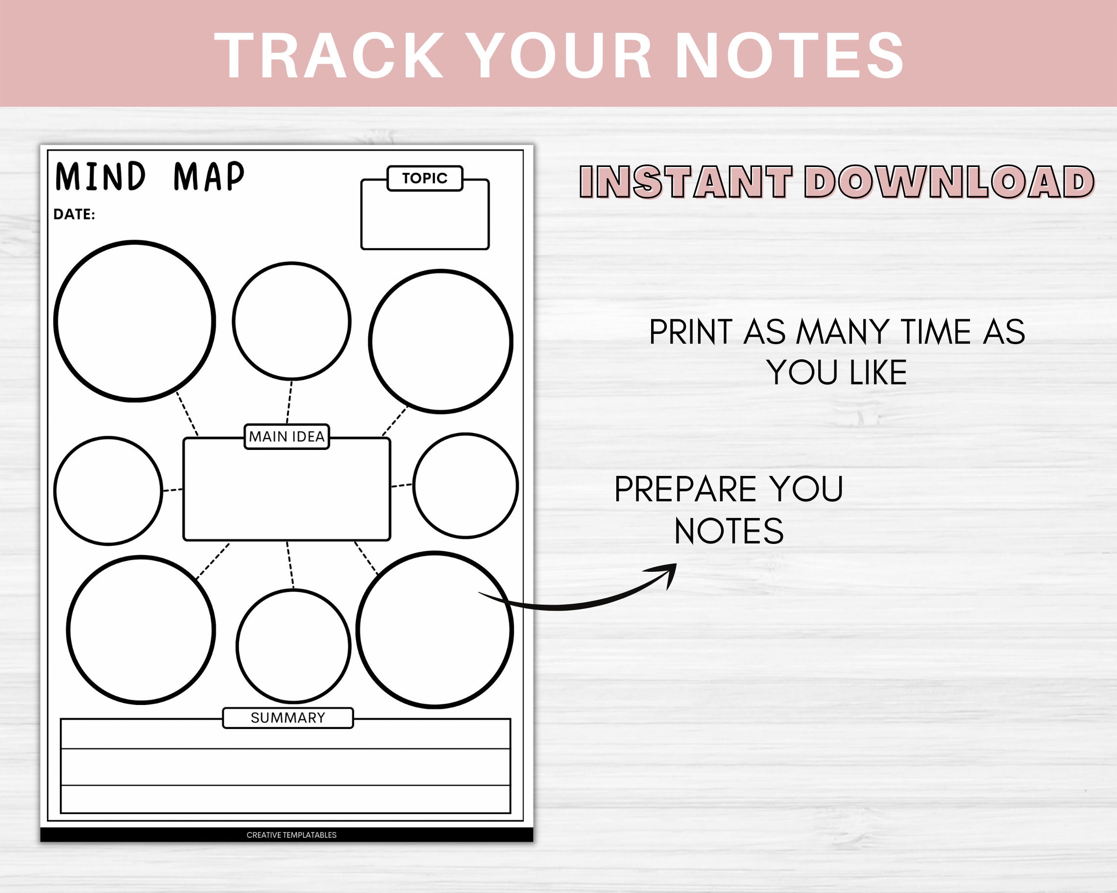 Mind Map Planner | Printable Mind Map Template | Study Guide | Idea Map ...