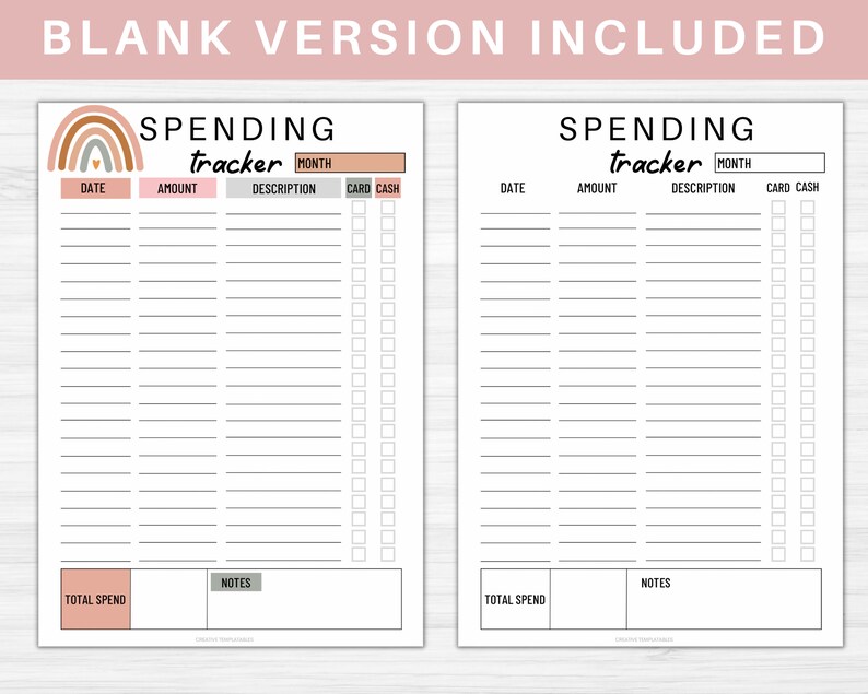 Spending Tracker Printable Expense Tracker Budget Tracker Financial ...