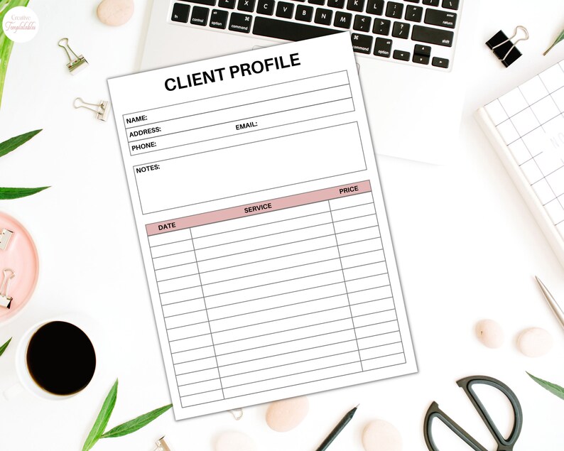 Client Profile Template Editable Customer Profile Tracker Client ...