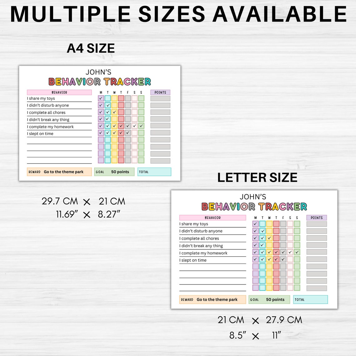 Behavior Reward Chart for Kids Good Behavior Tracking - Etsy