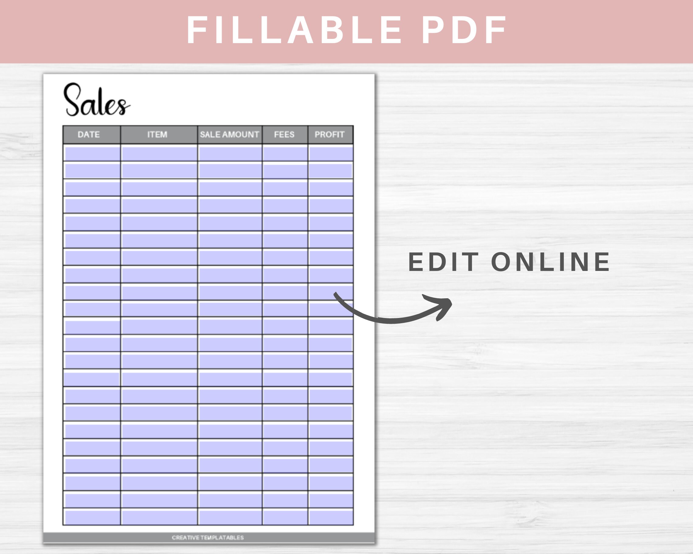Sales Tracker Editable Expense Tracker Accounting Template Business ...