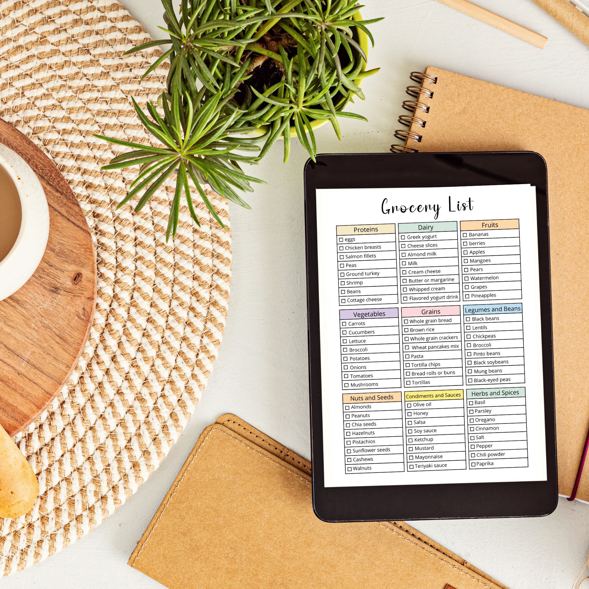 Meal Planner and Grocery List | Editable Meal Planner | 7 Days Menu ...
