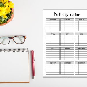 Birthday Tracker Printable Birthday Planner Birthday Organizer Birthday ...