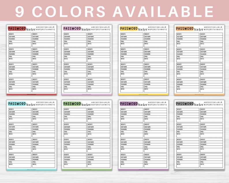 Password Tracker Password Log Printable Password Organizer Password ...