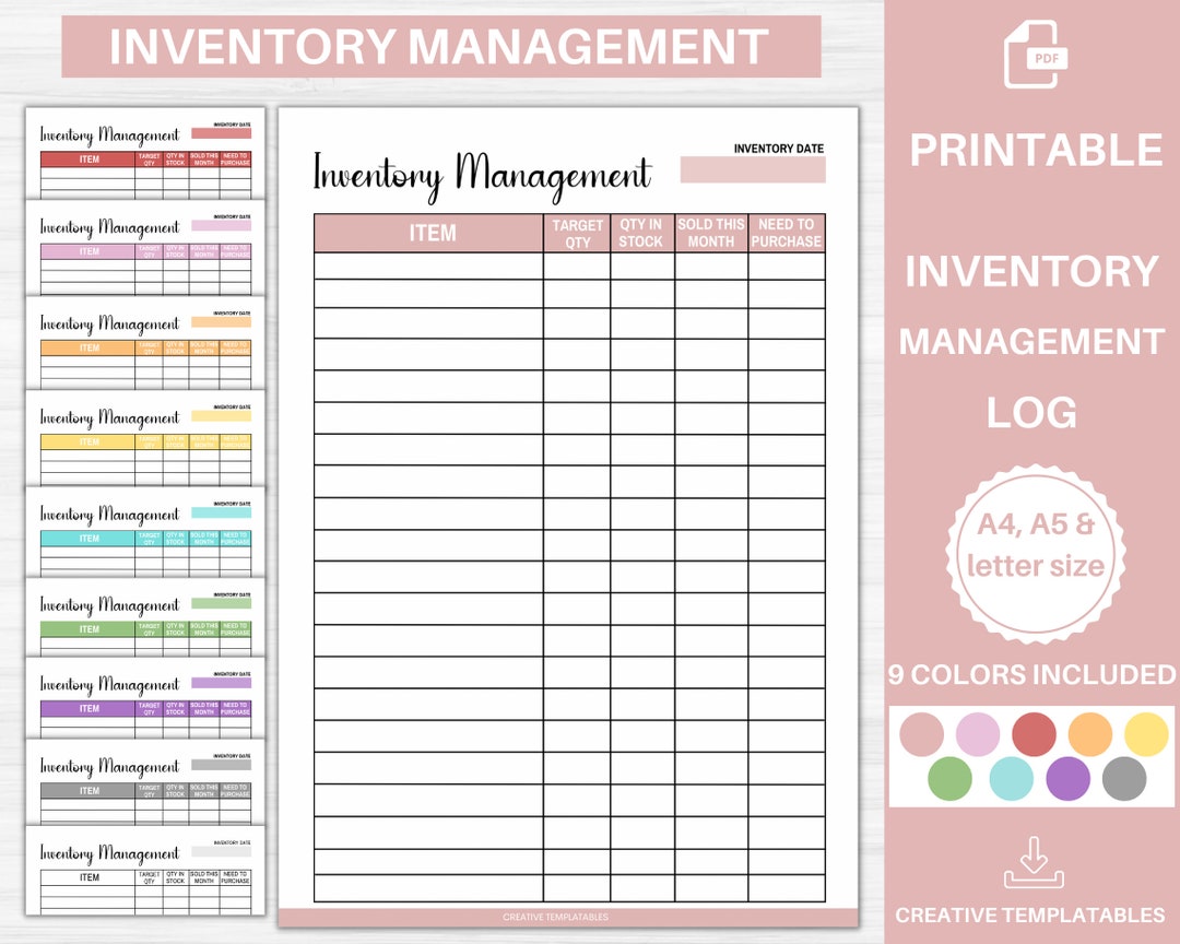 Inventory Management Planner Printable Inventory Tracker Stock Tracker ...
