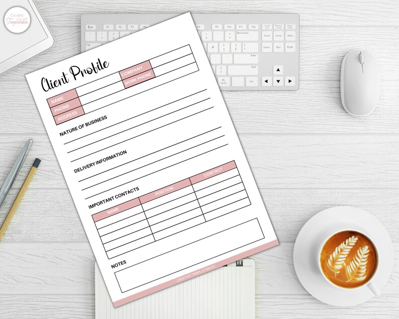 Client Profile Template Editable Customer Profile Tracker Client ...