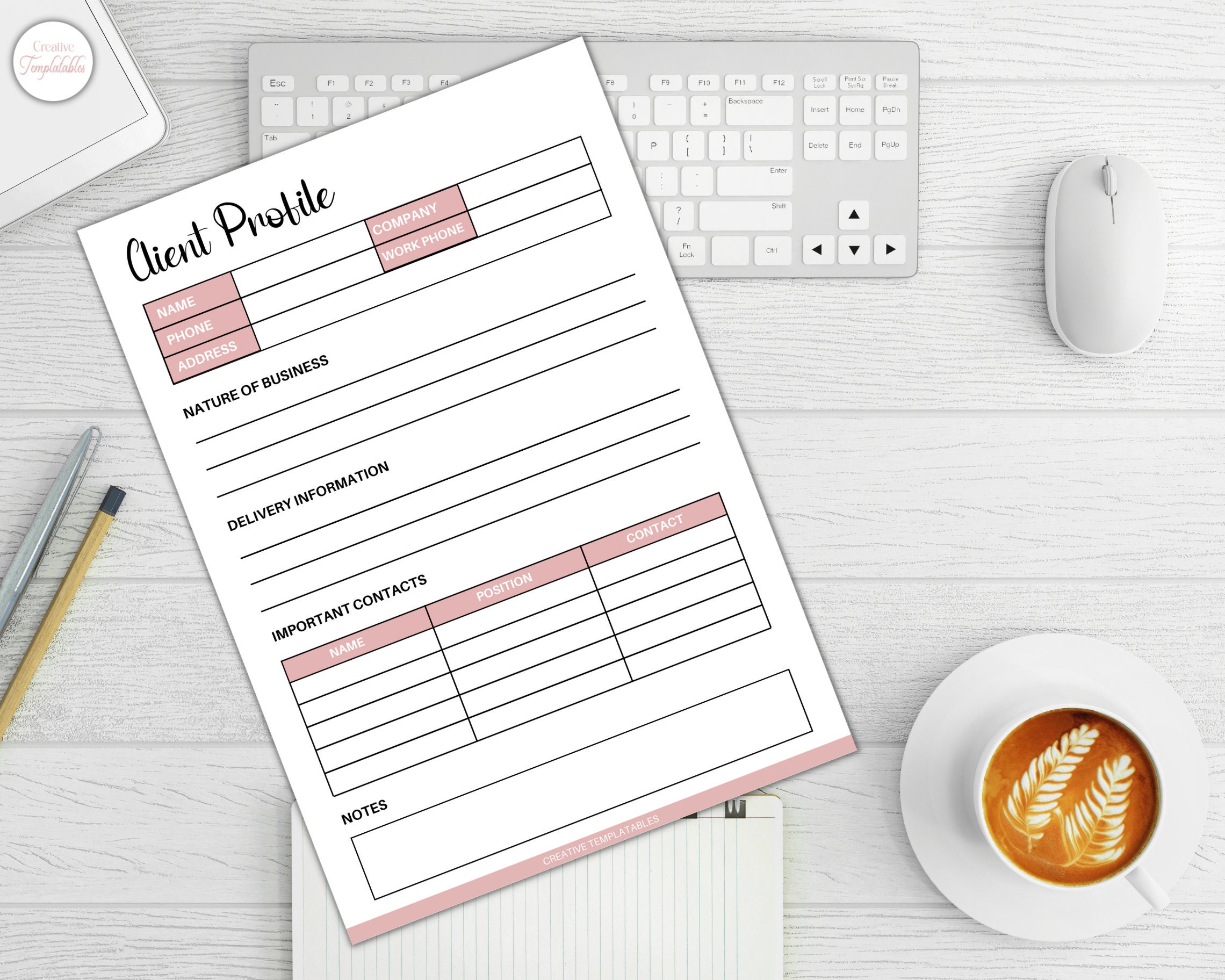 Client Profile Template Editable Customer Profile Tracker Client ...