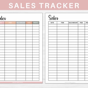 Sales Tracker | Printable Expense Tracker | Accounting Template ...
