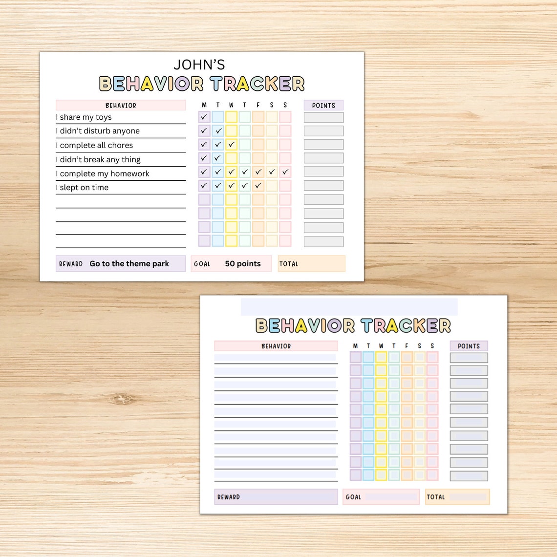Behavior Reward Chart for Kids Good Behavior Tracking - Etsy